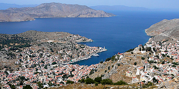 Symi. Gialos. Pedi. Accommodation. Beaches. Ferries.